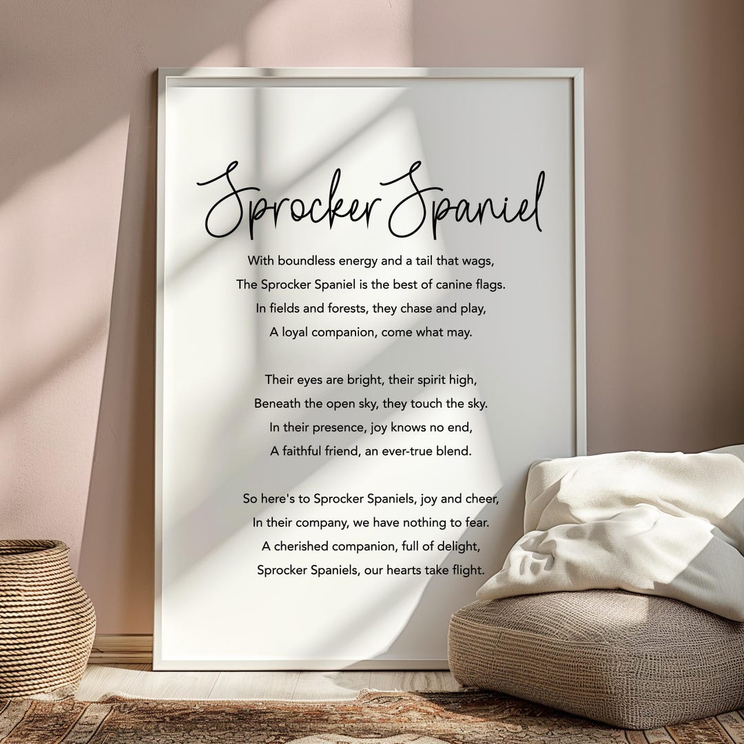 Sprocker Spaniel Poem Print, Sprocker Spaniel Poster, Sprocker Spaniel ...