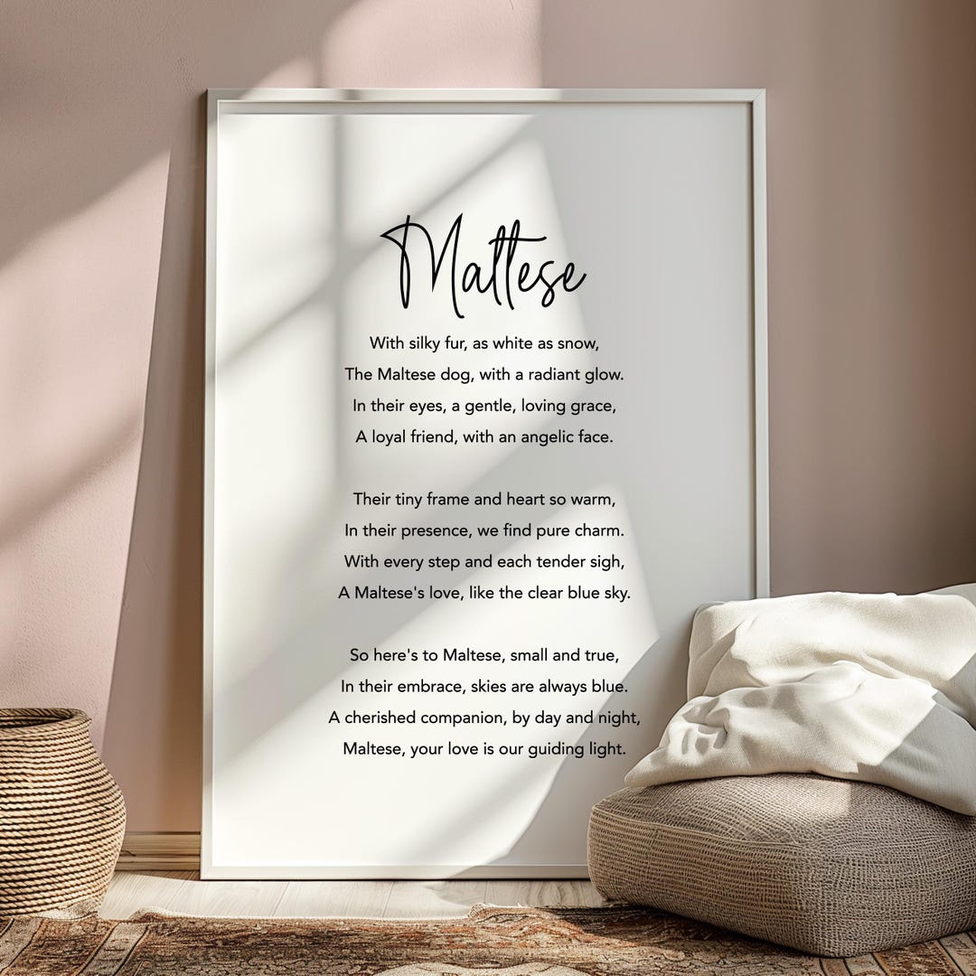 Maltese Poem Print, Maltese Poster, Maltese Home Decor, Maltese Wall ...