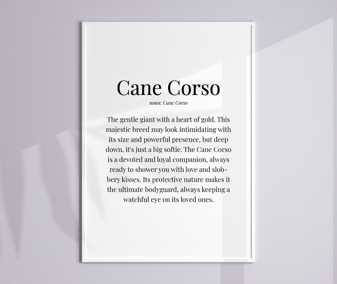 Cane Corso Definition Print, Cane Corso Poster, Cane Corso Home Decor ...