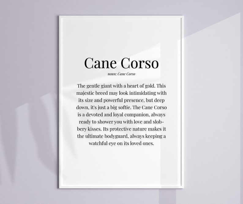 Cane Corso Definition Print, Cane Corso Poster, Cane Corso Home Decor ...