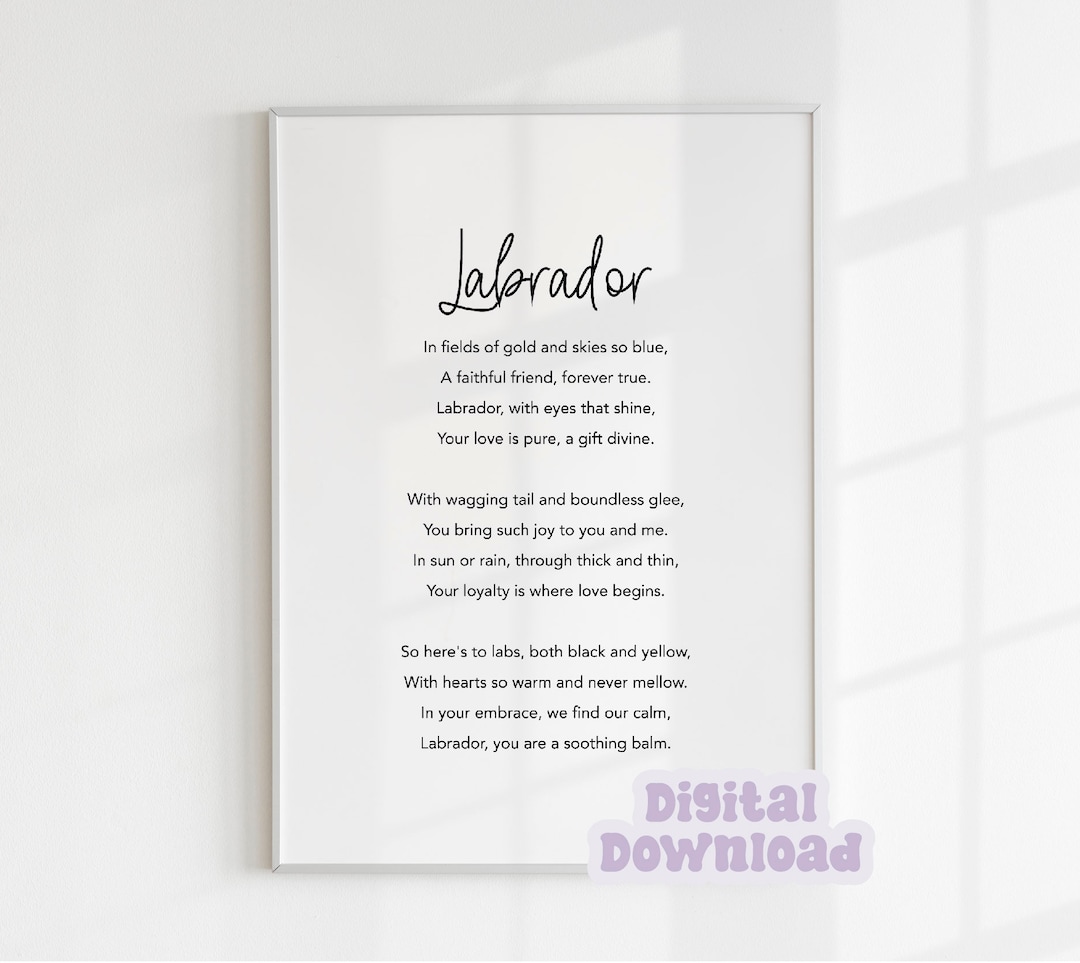 Labrador Poem Print, Digital Download, Labrador Retriever, Labrador ...