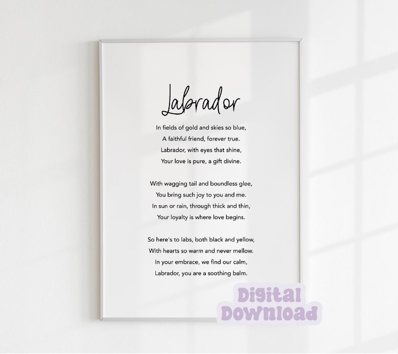 Labrador Poem Print, Digital Download, Labrador Retriever, Labrador ...