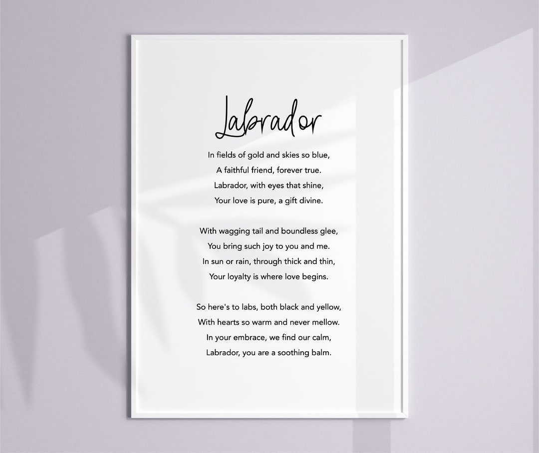 Labrador Poem Print, Labrador Poster, Labrador Gifts, Labrador Home ...