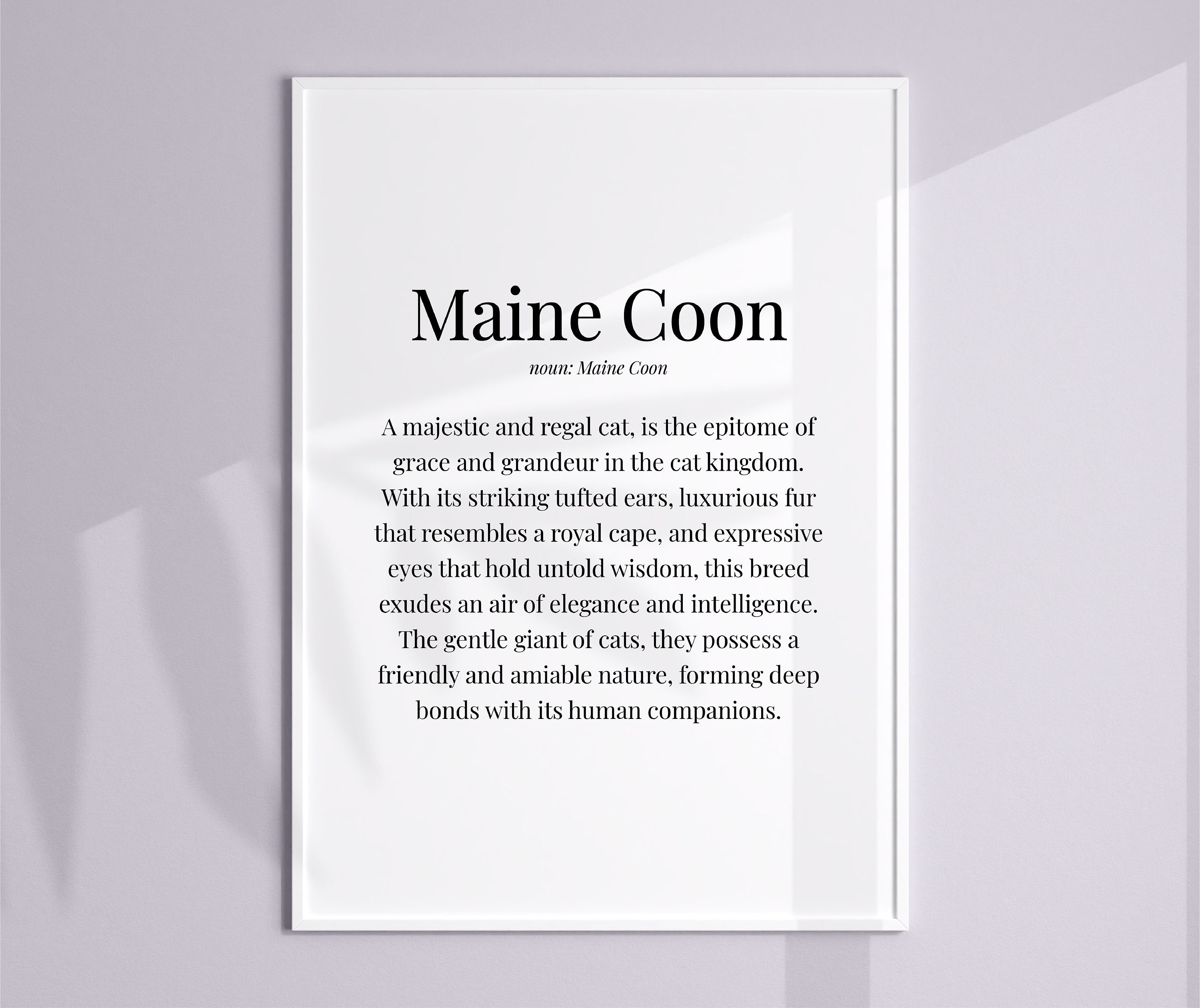 Maine Coon Definition Print, Maine Coon Poster, Maine Coon Home Decor ...
