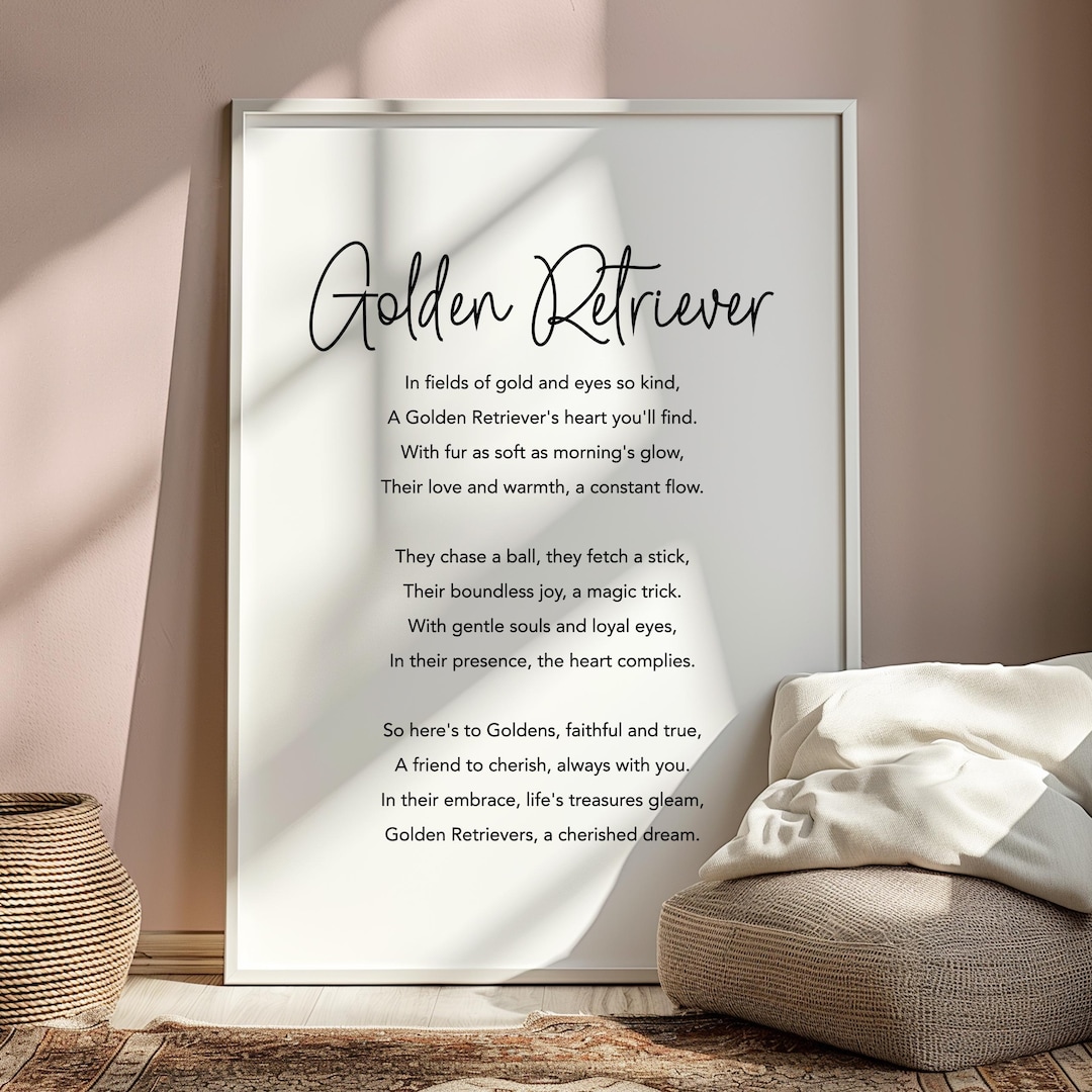 Golden Retriever Poem Print, Golden Retriever Poster, Retriever Home ...