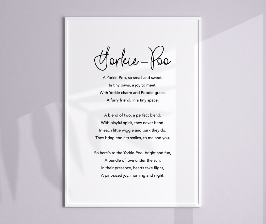 Yorkie-poo Poem Print, Yorkie-poo Poster, Yorkie-poo Home Decor, Yorkie ...