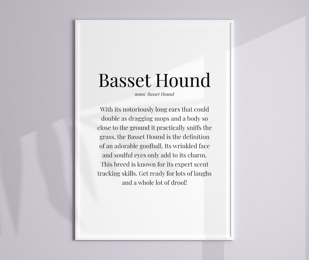 Basset Hound Definition Print Basset Hound Poster Basset - Etsy