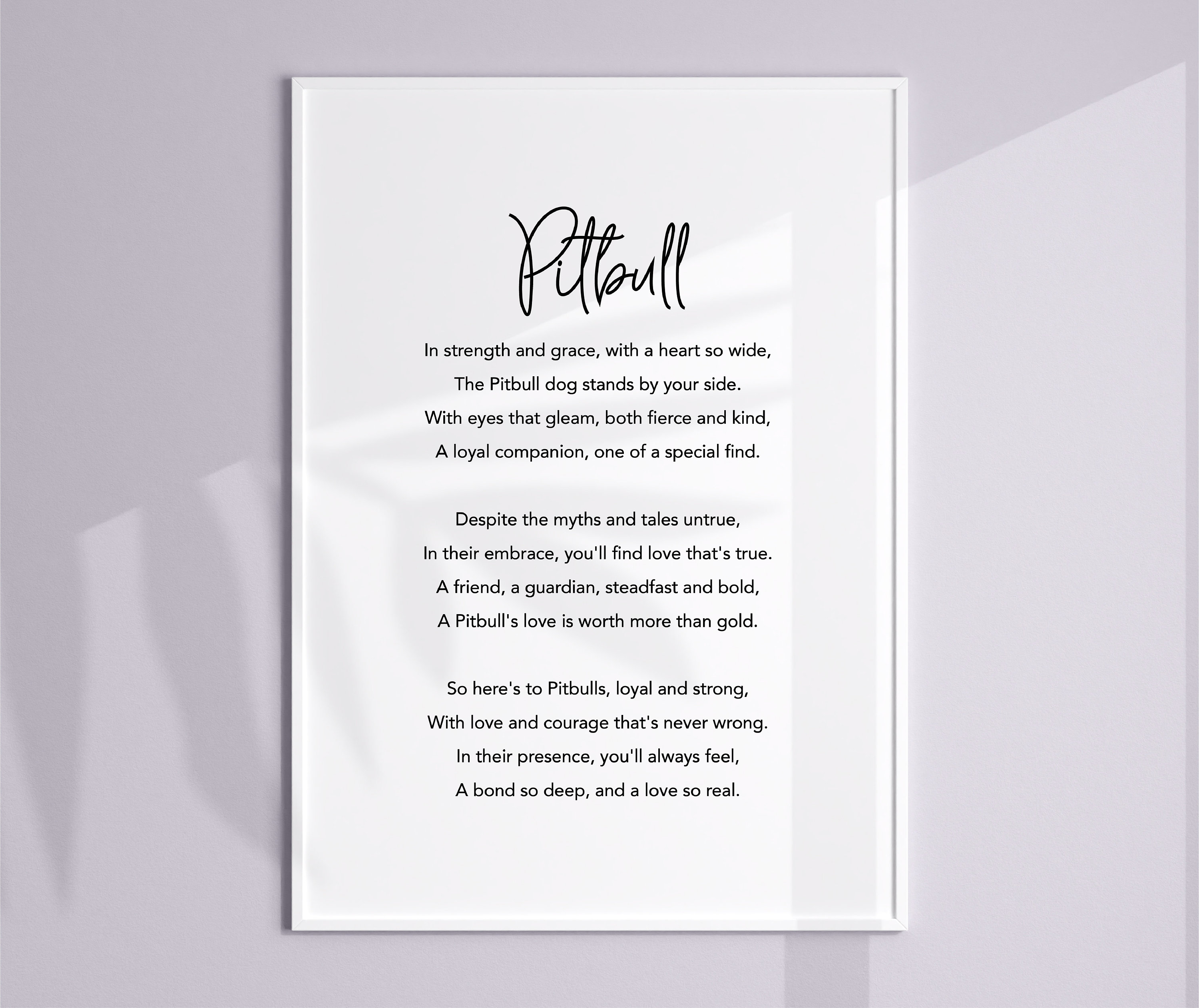 Pitbull Poem Print, Pitbull Poster, Pitbull Home Decor, Pitbull Wall ...