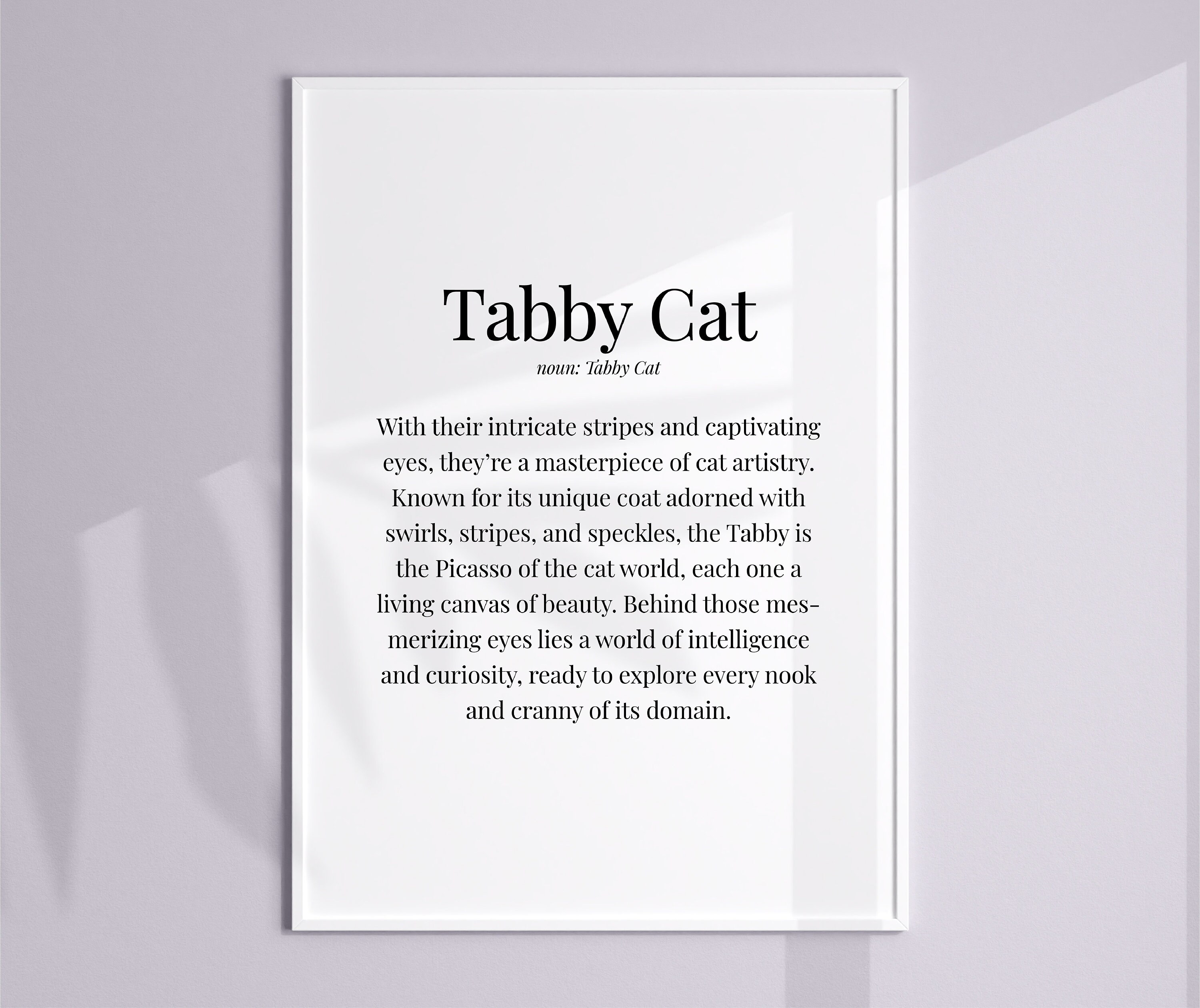 Tabby Cat Definition Print, Tabby Cat Poster, Tabby Cat Home Decor ...