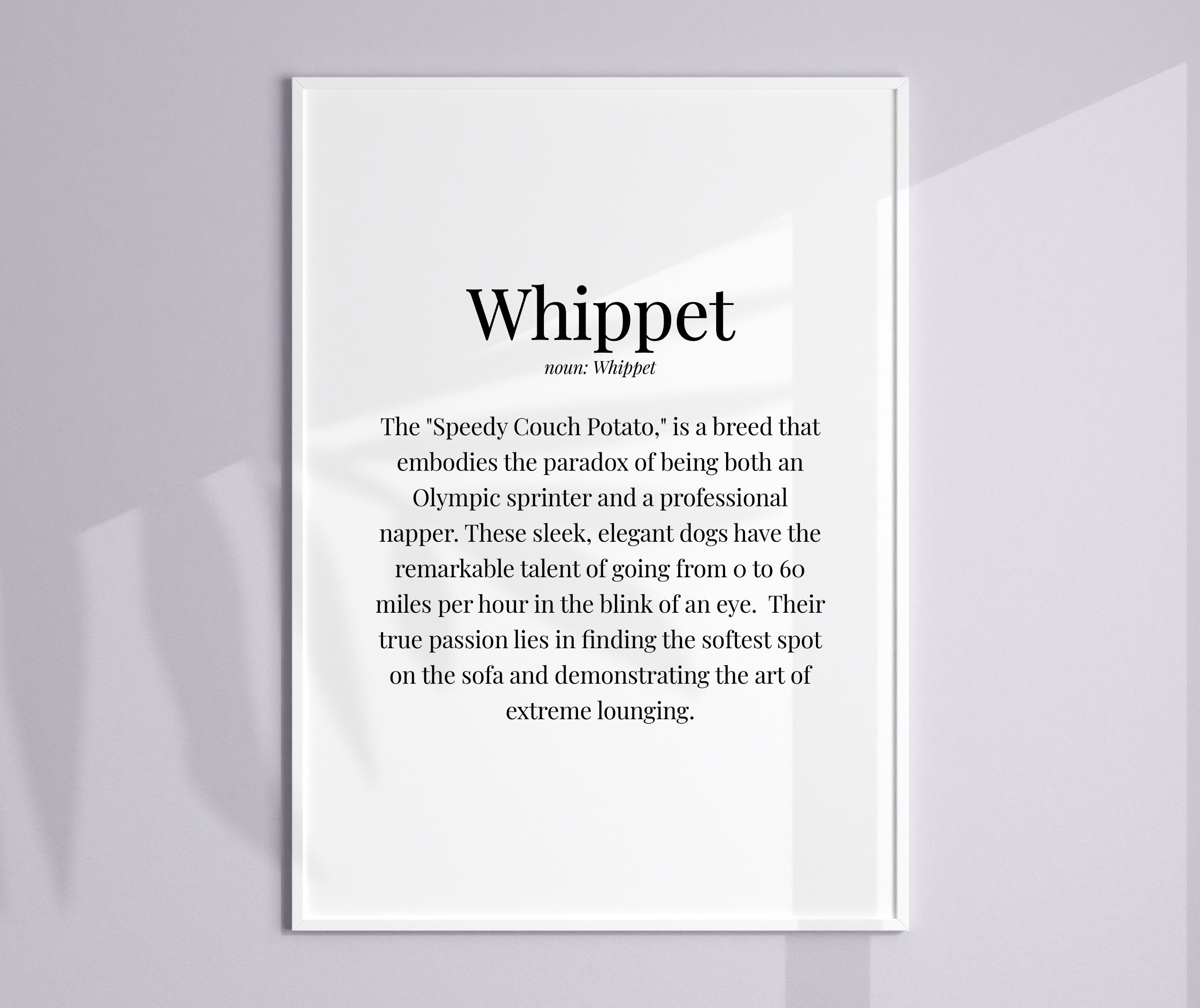 Whippet Definition Print, Whippet Poster, Whippet Home Decor, Whippet ...