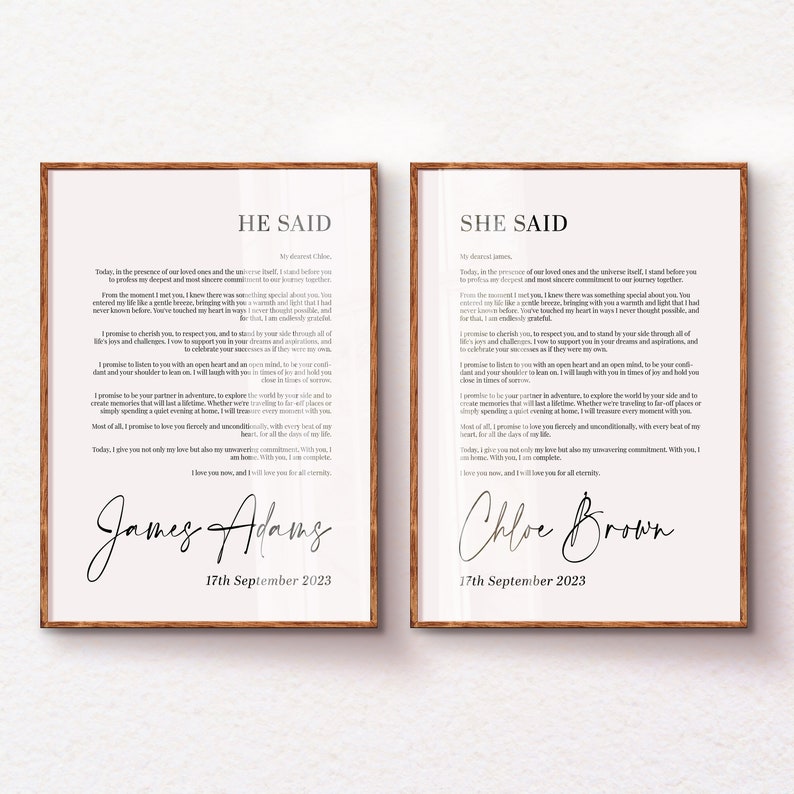 Wedding Vows Print, Wedding Vows Poster, Bedroom Wall Decor, Wedding ...