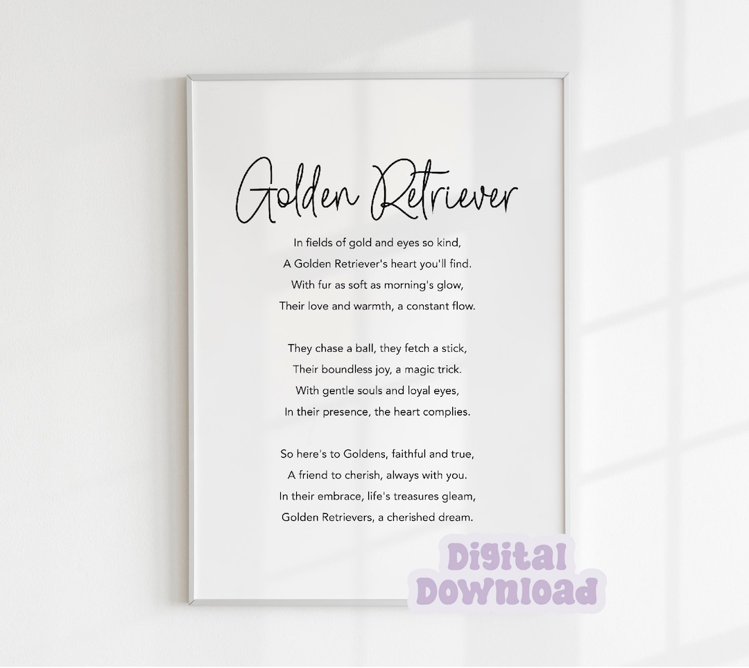 Golden Retriever Poem Print, Digital Download, Golden Retriever Home ...