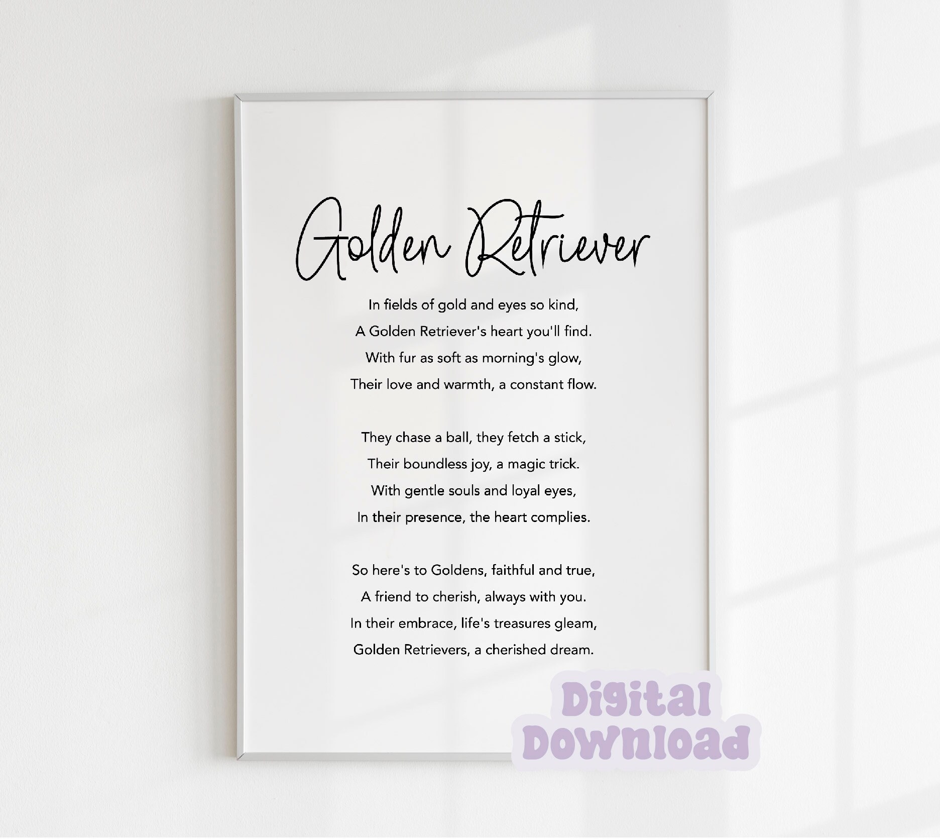 Golden Retriever Poem Print, Digital Download, Golden Retriever Home ...