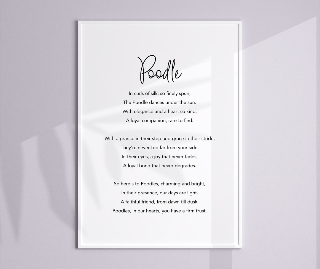 Poodle Poem Print, Poodle Poster, Poodle Home Decor, Poodle Wall Art ...
