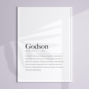 Godson Definition Print, Godson Gifts, Gift for Godson, Godson Birthday ...