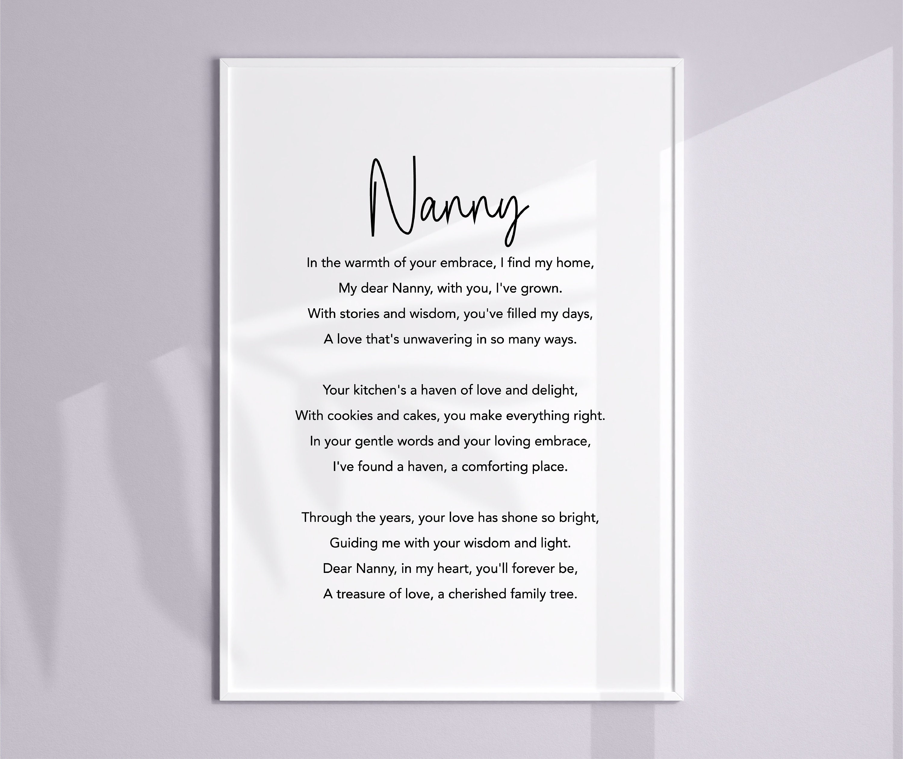 Nanny Poem Print, Gift for Nanny, Nanny Birthday Gift, Nanny Christmas ...