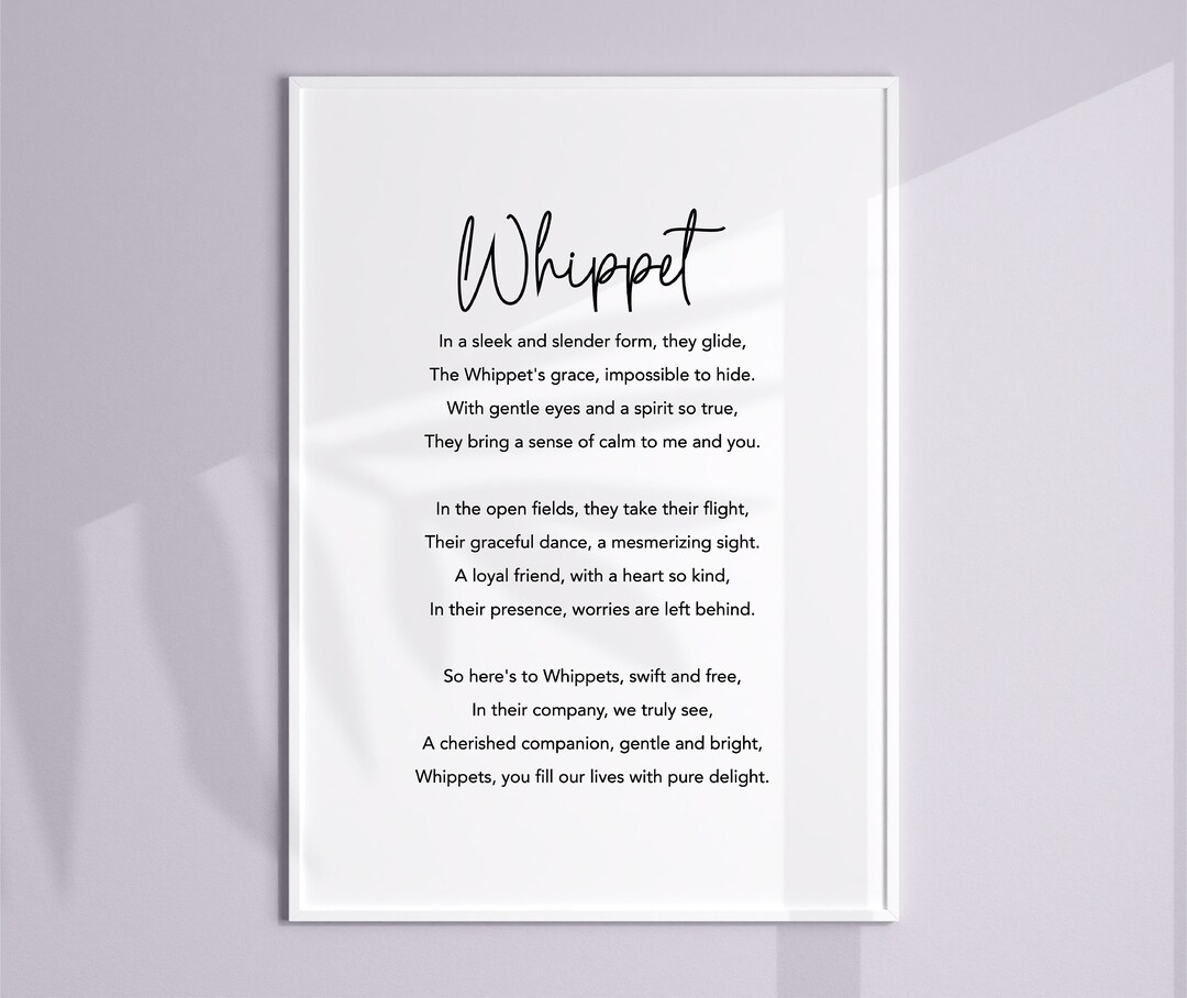 Whippet Poem Print Whippet Poster Whippet Home Decor - Etsy