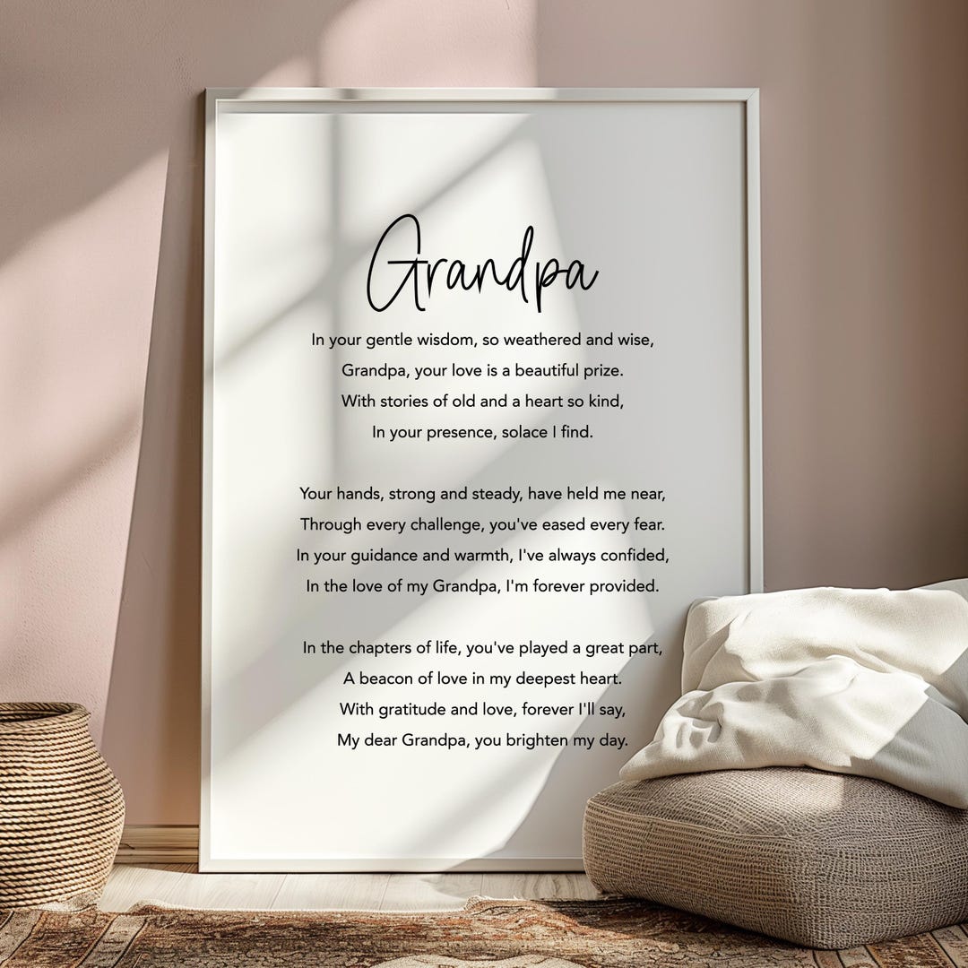 Grandpa Poem Print, Grandpa Poster, Grandpa Gifts, Grandpa Birthday ...