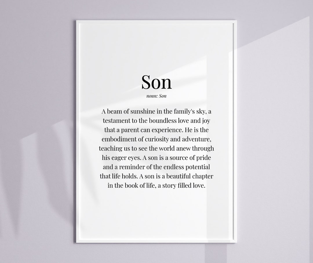 Son Definition Print, Son Gifts, Gift for Son, Son Birthday Gift, Son ...