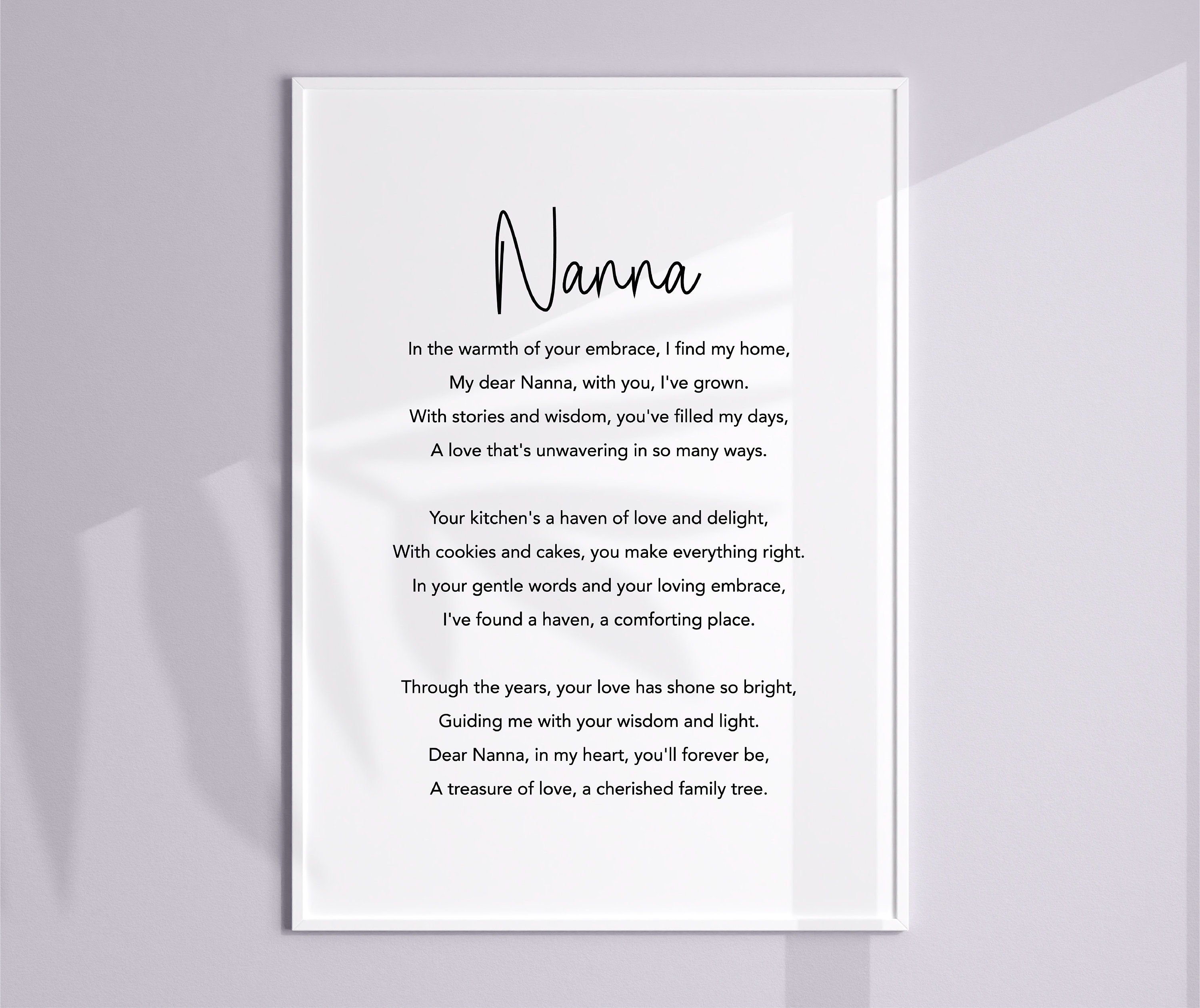 Nanna Poem Print, Gift for Nanna, Nanna Birthday Gift, Nanna Christmas ...