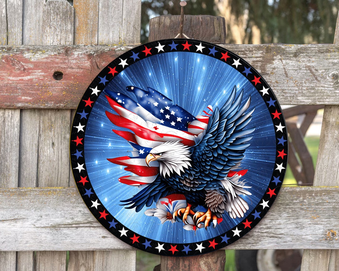 Patriotic U.S. Sign Sublimation Design, Patriotic U.S. Round Wreath ...