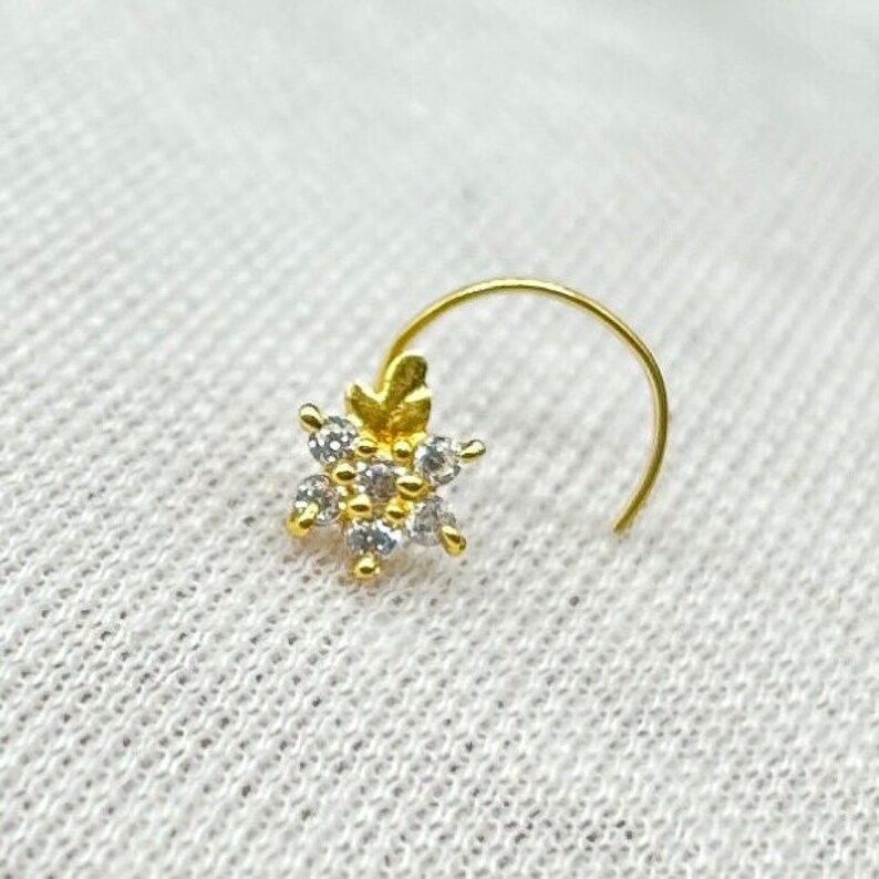 18 Carat Gold Nose Pin / Gold Nose Ring / Gold Wire Nose Ring - Etsy