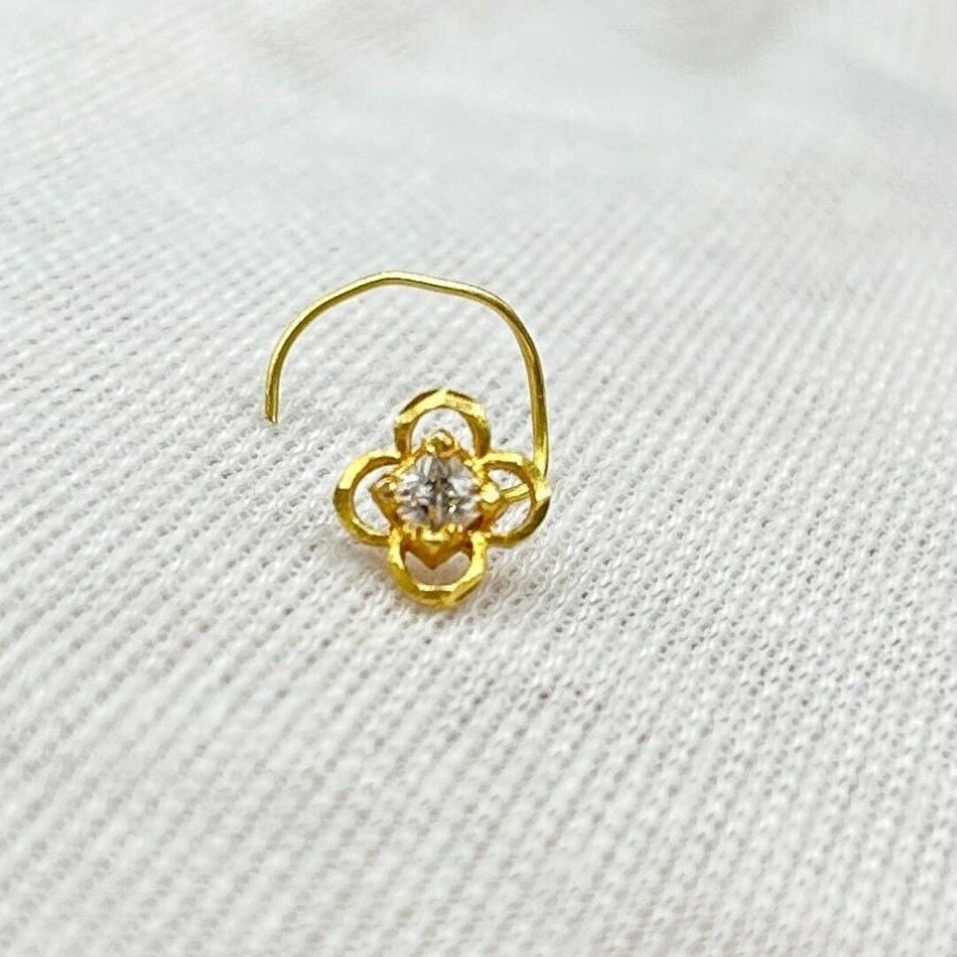 18 Carat Gold Nose Pin / Gold Nose Ring / Gold Wire Nose Ring - Etsy