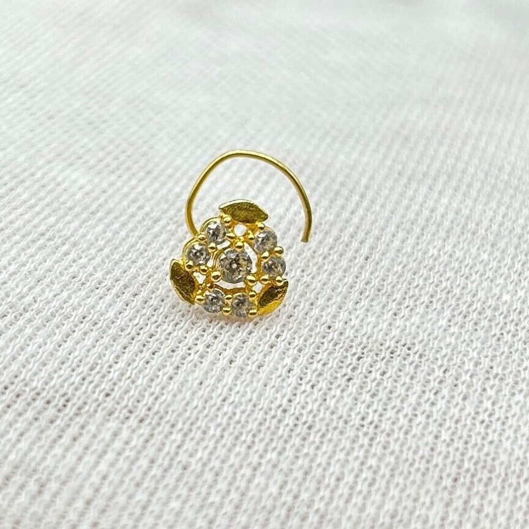 18 Carat Gold Nose Pin / Gold Nose Ring / Gold Wire Nose Ring - Etsy
