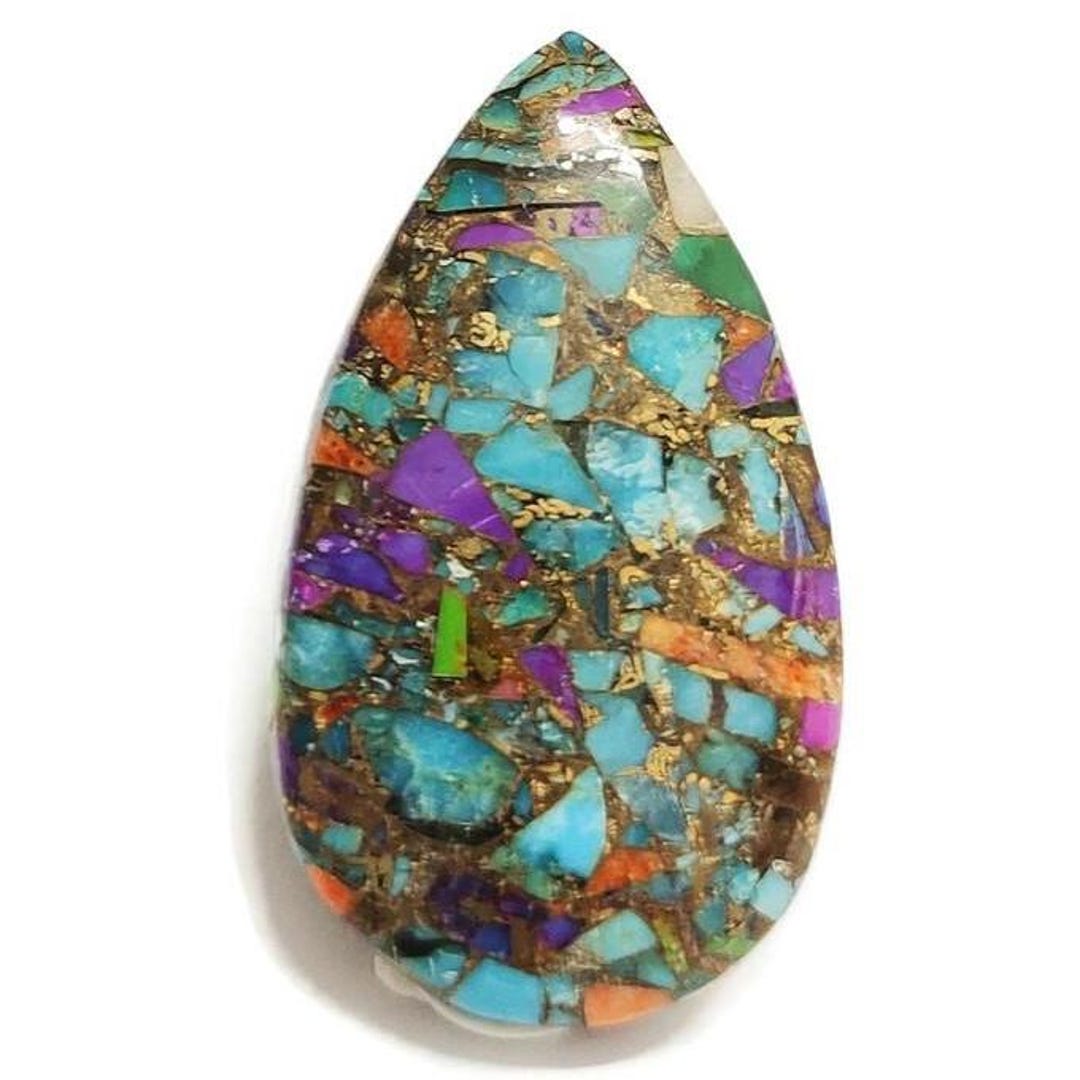 Multi Copper Mohave Stone Gemstone, Hornblende Cabochon Flat Back Side ...