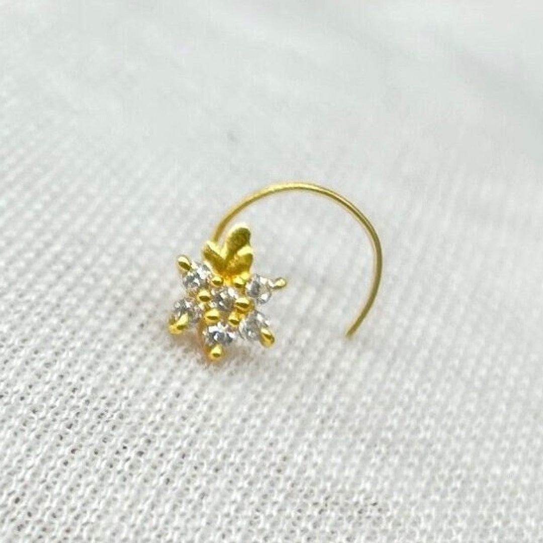 18 Carat Gold Nose Pin / Gold Nose Ring / Gold Wire Nose Ring - Etsy