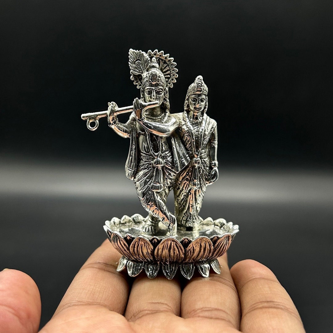 925 Sterling Silver Radha Krishna Idol, Silver Radha Krishna Idol ...