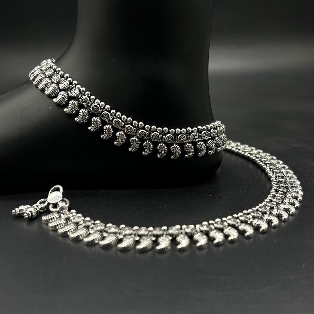 925 Sterling Silver Bride Anklet / Silver Bride Payal / Silver Anklet ...