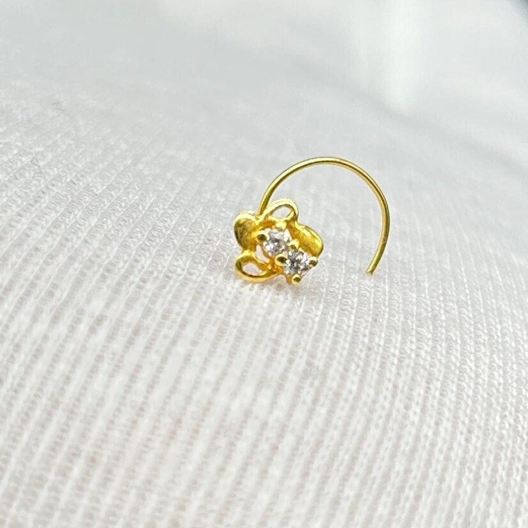18 Carat Gold Nose Pin / Gold Nose Ring / Gold Wire Nose Ring - Etsy