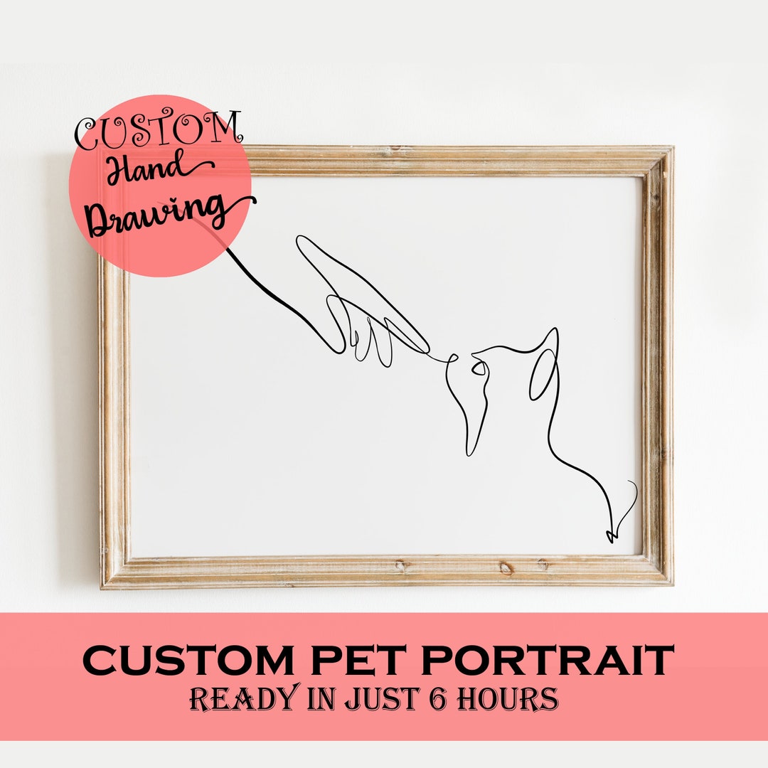 Cat Line Art, Pet Line Drawing, Custom Line Art, Single Line Drawing ...