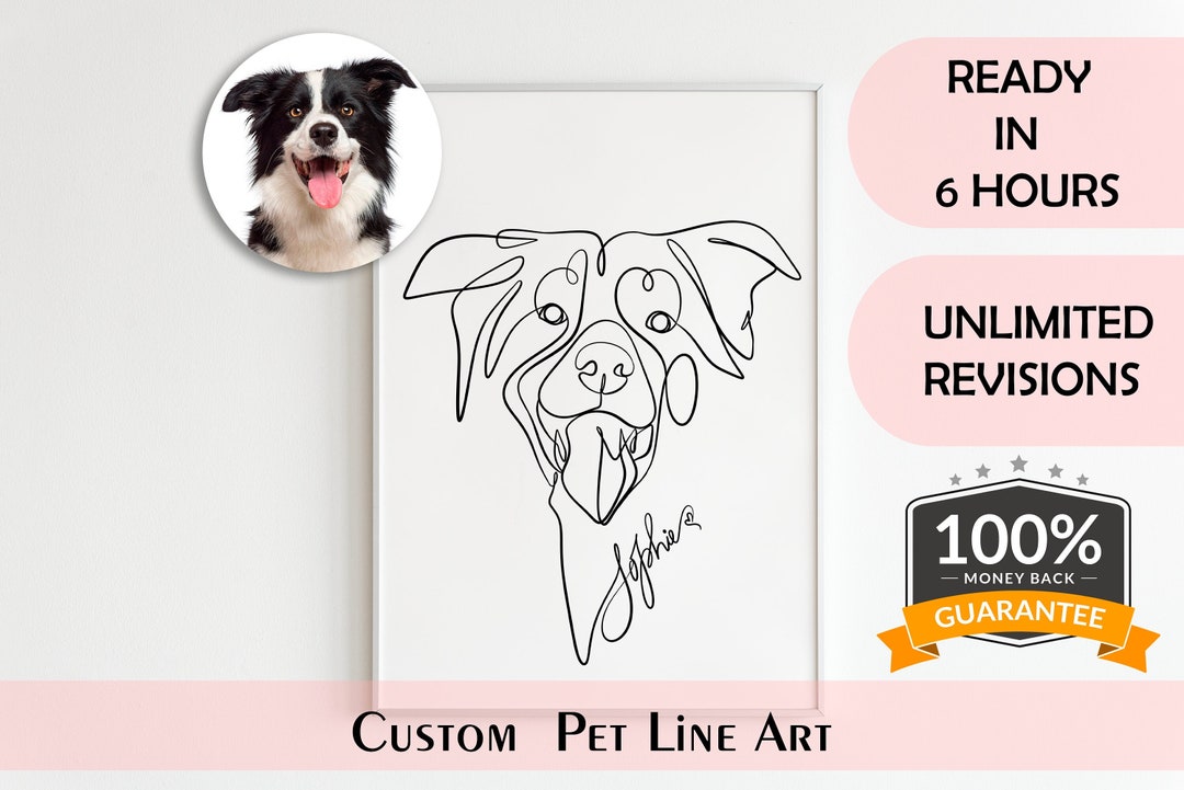 Buy Dog Line Art, Pet Line Drawing, Custom Line Art, Single Line ...