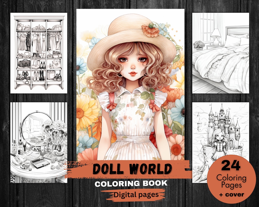 Doll Line Drawing Coloring Book Sketch Pencil Art Graphics - Etsy