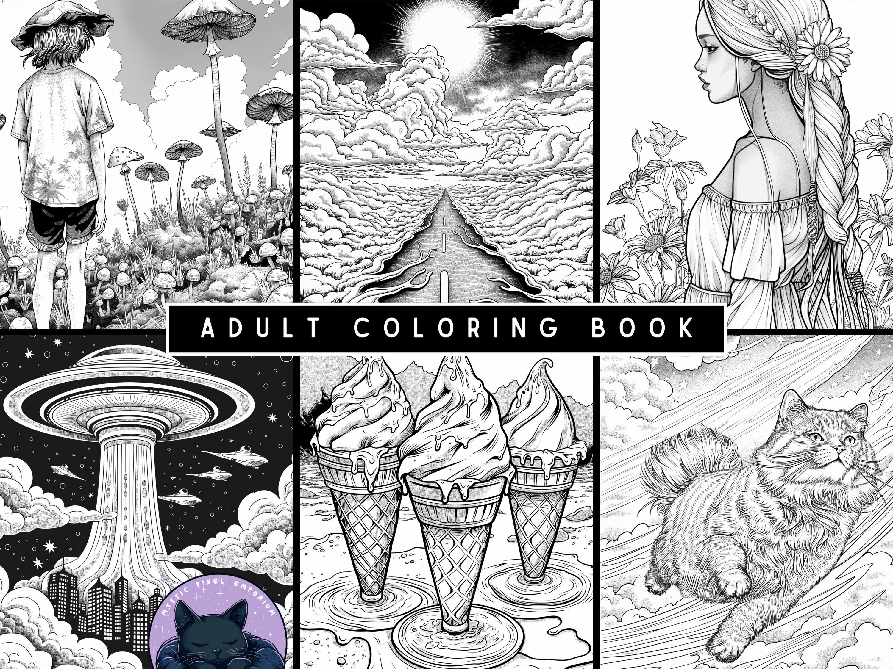 Euphoric Daze: Psychedelic Art Coloring Book, 70 Printable Trippy ...