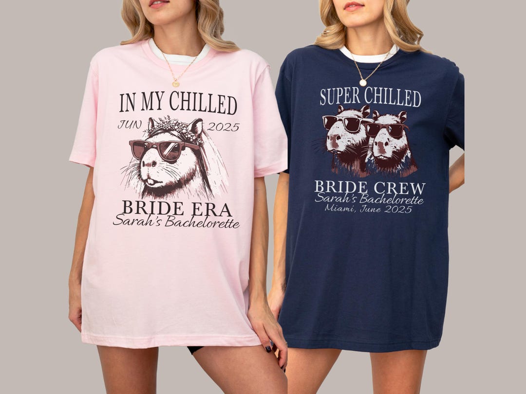 Custom Chilled Bride Era Bachelorette Party Shirts Custom Capybara Bach ...