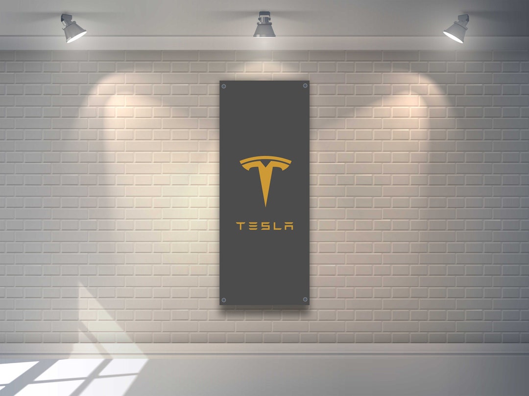 Tesla Logo Banner Vinyl, Garage Sign,office or Showroom, Flag, Racing ...