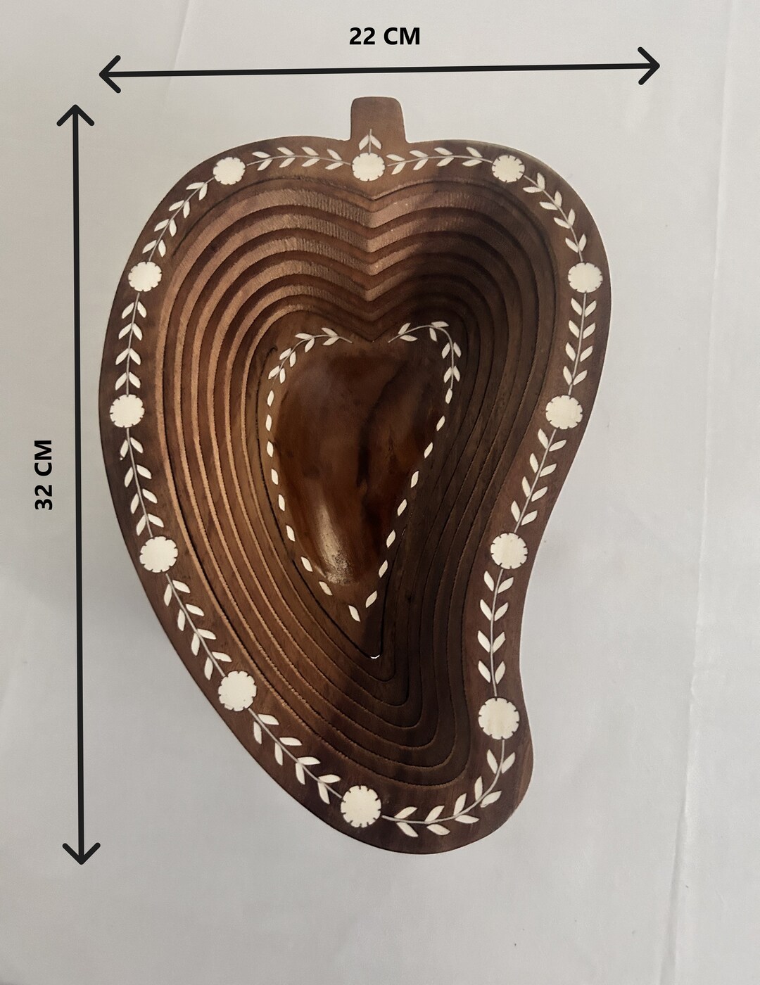 Mangozauber Fruit Bowl Made of Sheesham Wood With White Plastic Inlay ...