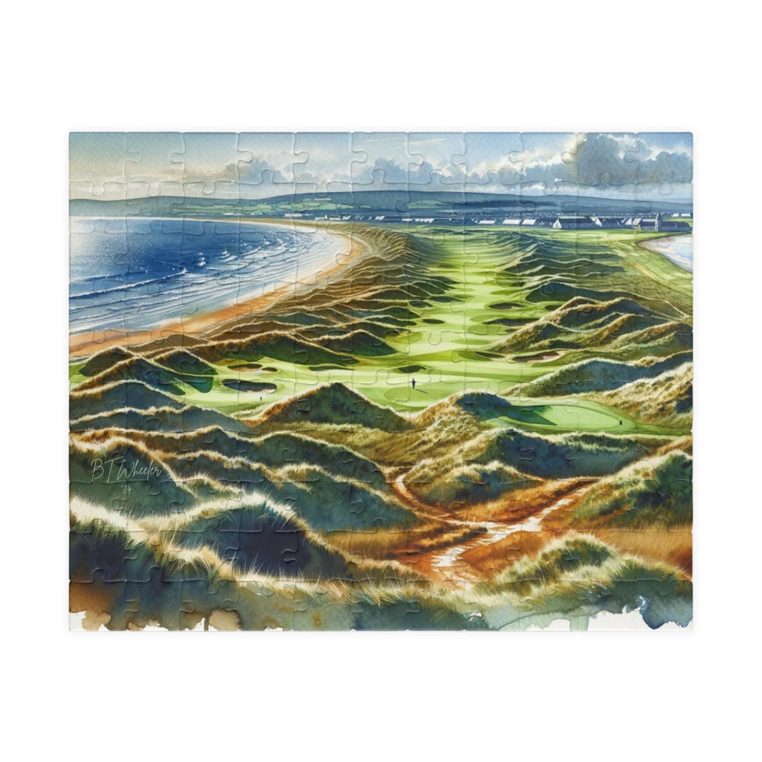Royal Portrush Golf Club Landscape Watercolor Painting, Golf Course Art ...