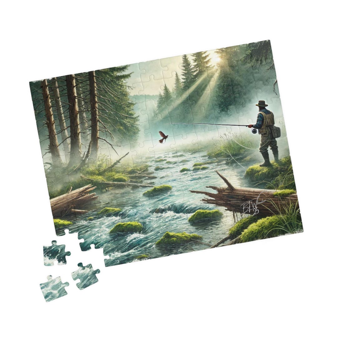 Morning Fog and Hidden Streams Jigsaw Puzzle - Serene Fly Fishing Scene ...