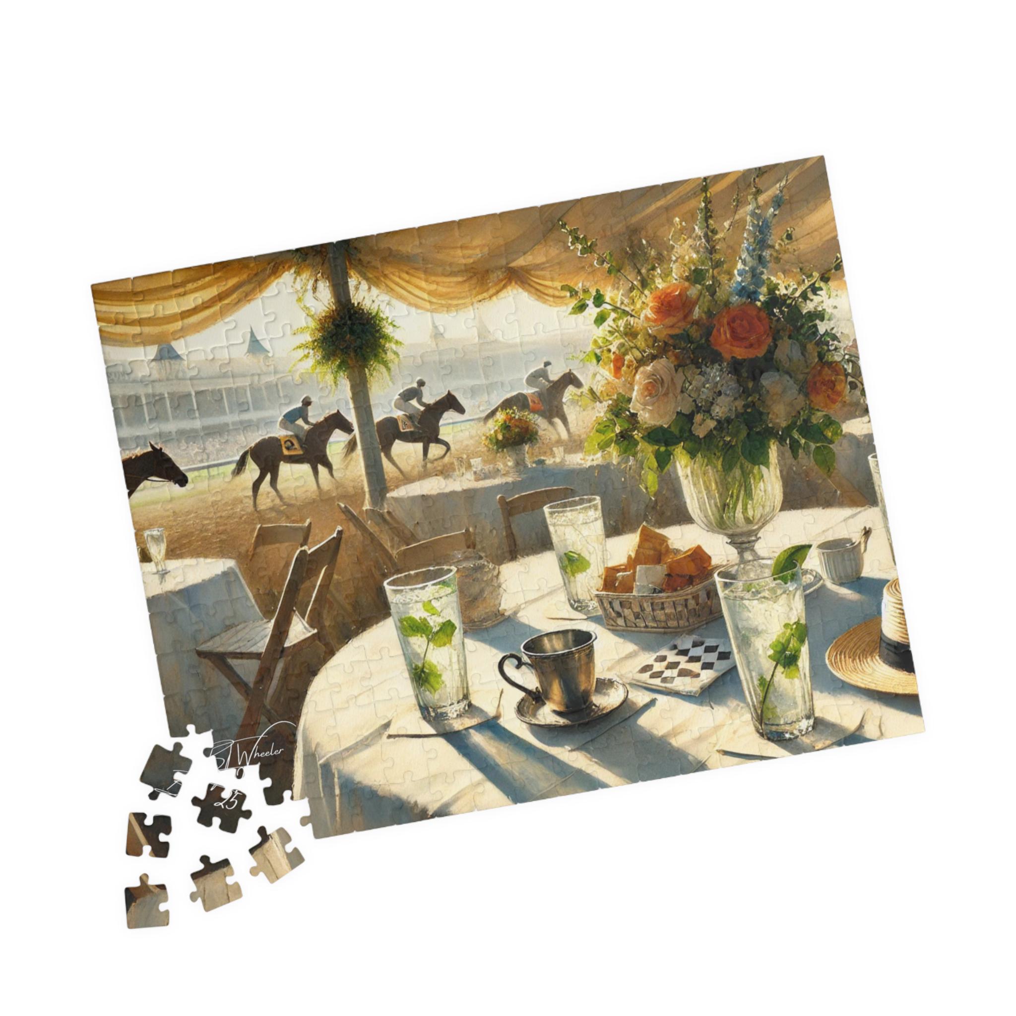 Kentucky Derby Watercolor Painting, Mint Juleps, Derby Day Scene, Table ...