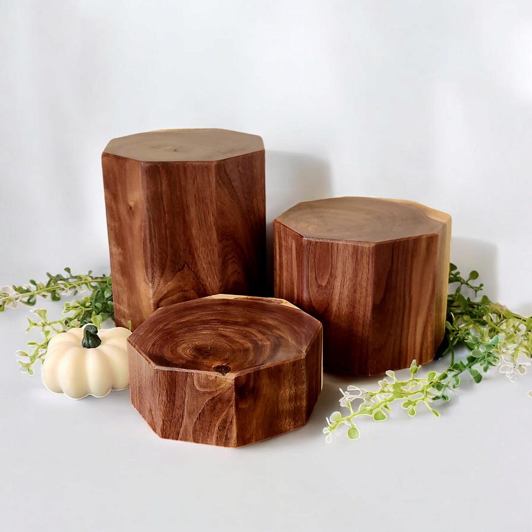Solid Black Walnut Octagon Wood Risers/pedestal Set of 3. Rich Dark ...