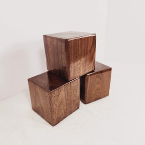3" Inch Beautiful Black Walnut Solid Wood Blocks, Gloss Finish. Set of ...