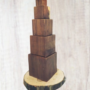 Set of 5 American Black Walnut Solid Wood Blocks. Includes a 6", 5", 4 ...