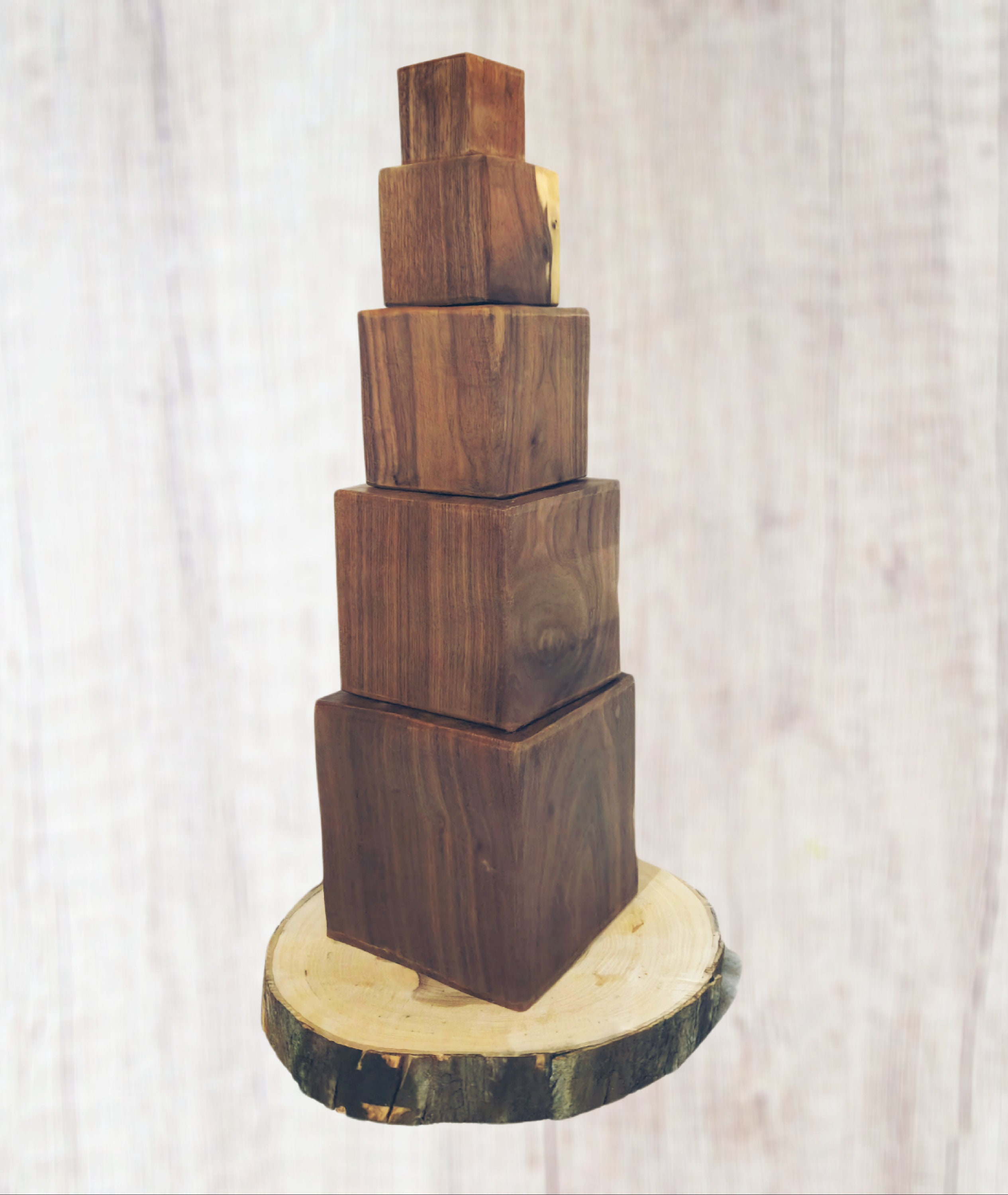 Set of 5 American Black Walnut Solid Wood Blocks. Includes a 6, 5, 4, 3 ...