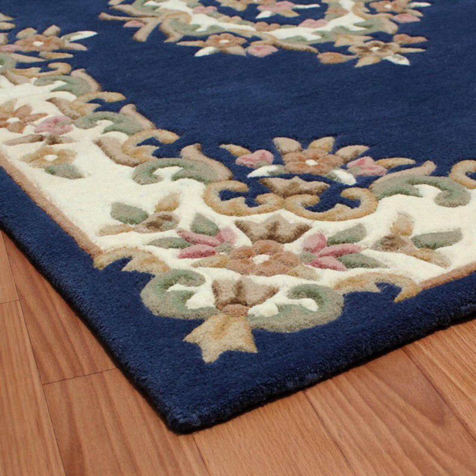 Oriental Royal Traditional Rug Floor Mat, Vintage Vinyl Rug, Blue Vinyl ...