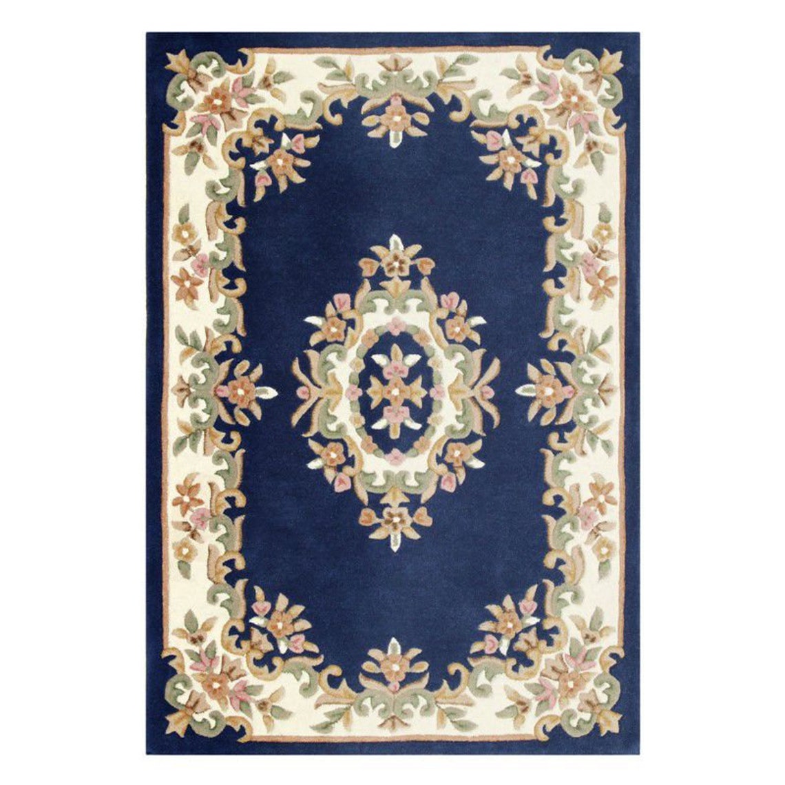 Oriental Royal Traditional Rug Floor Mat, Vintage Vinyl Rug, Blue Vinyl ...
