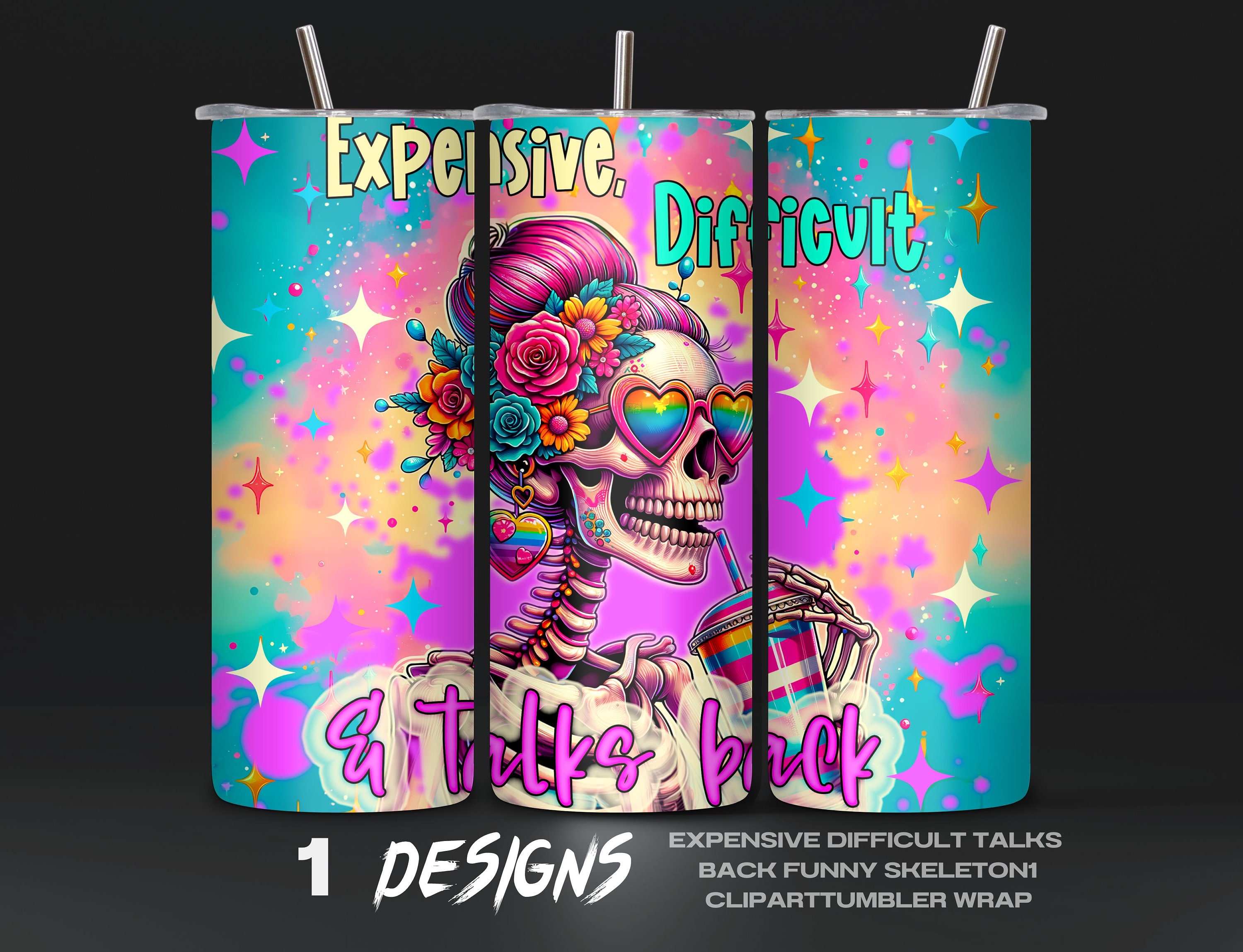 Hilarious Talking Skeleton Tumbler Wrap PNG, Expensive & Difficult ...